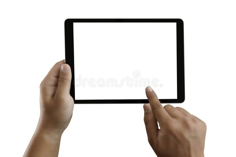 Man Use Tablet Hands Close Up Hands Multitasking Tablet Blank White ...