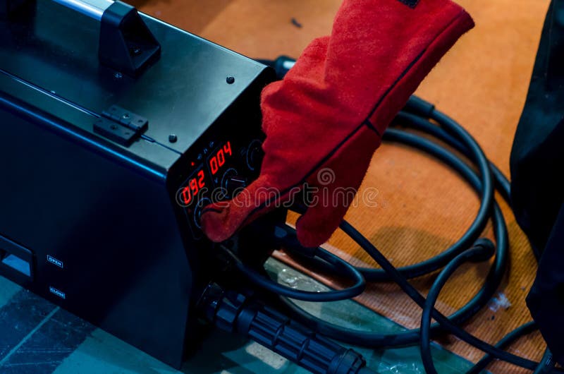 Man use welding machine stock image. Image of male, teaching - 141110481