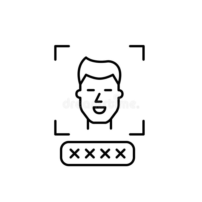 Man User Face And Password Box With Asterisks Two Step Verification Biometric Data Pixel