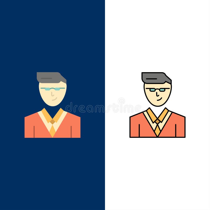 Man, User, Manager, Student Icons. Flat and Line Filled Icon Set Vector ...