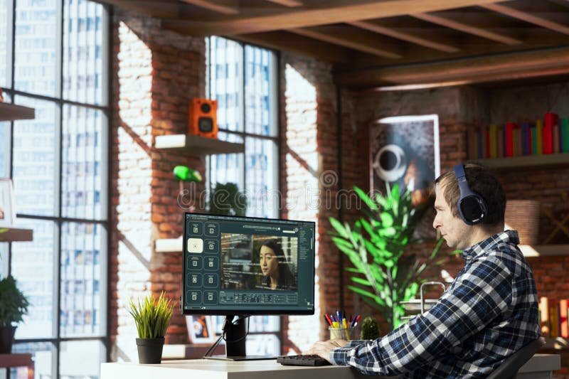 Man Uses AI Virtual Assistant Generating Clips from Descriptive Text ...