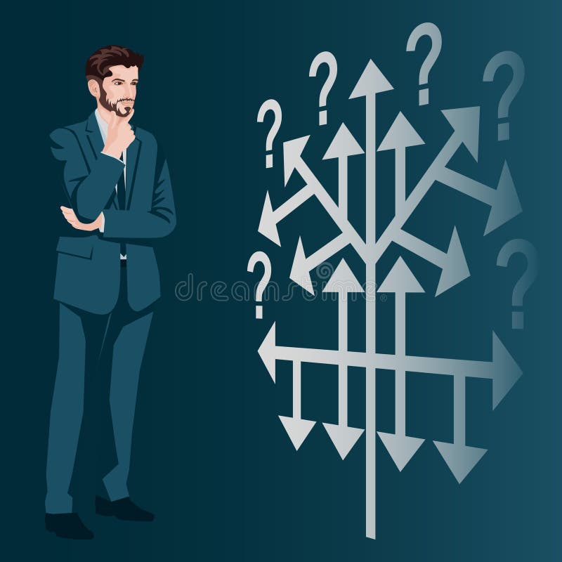 A Man Uses a Decision Tree. Flat Stock Vector - Illustration of ...