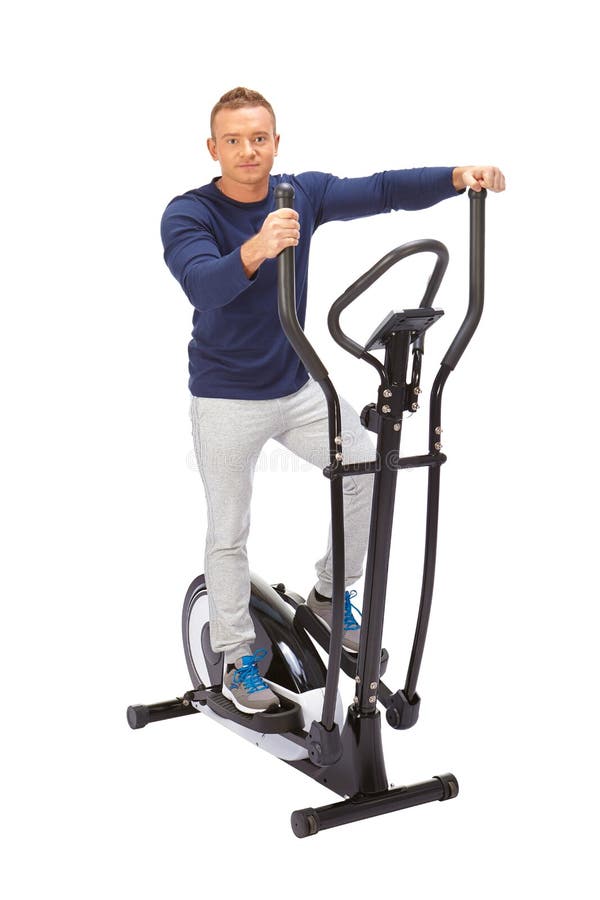Man Uses Elliptical Cross Trainer. Stock Image - Image of sportswear ...