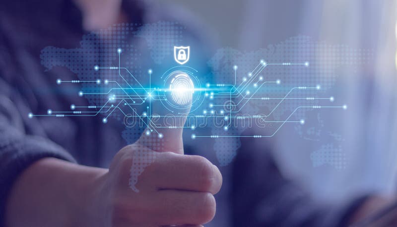 Man Uses Fingerprints To Gain Personal Access. E-kyc Biometric Security ...