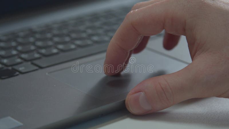 Man Uses Laptop Mouse Touchpad. Extreme Close-up Stock Photo - Image of ...