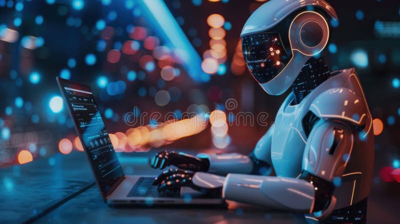 Man Uses Laptop To Search Smart Open Artificial Intelligence Technology ... Man Uses Laptop To Search Smart Open Artificial Intelligence Technology ...