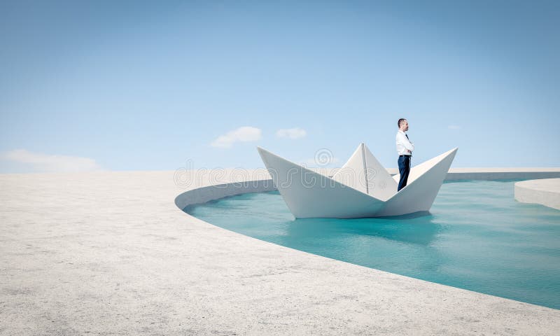 Man Uses a Paper Boat To Solve a Problem Stock Photo - Image of sailing ...