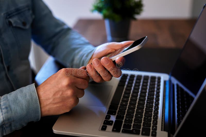 Man Uses Mobile Phone for Mobile Banking Stock Photo - Image of ...