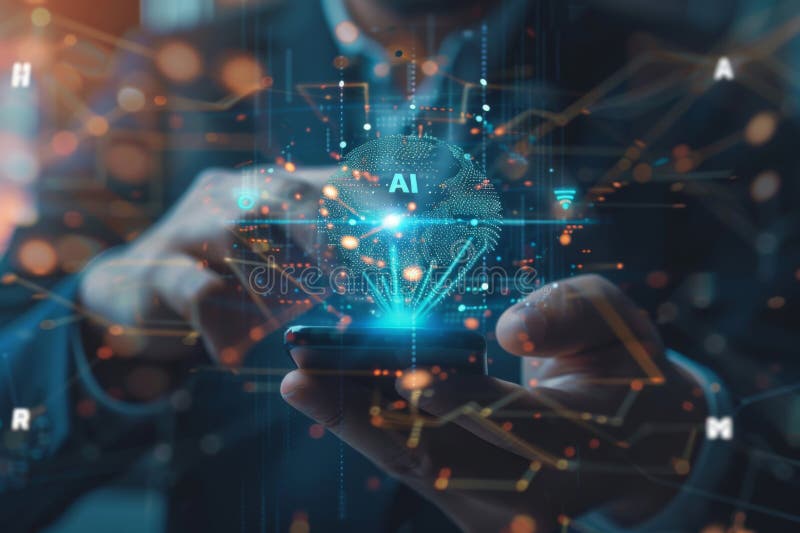 Man Using Ai Phone with Virtual Digital Chatbot, Robot Application ...