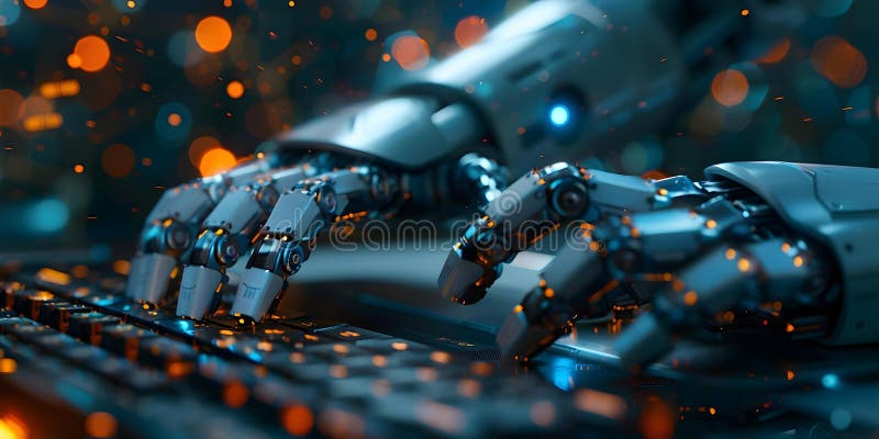 Man Using AI Technology on Computer Futuristic Setting. Concept Sci-Fi ...