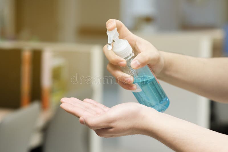 A Man Using Alcohol Gel for Cleaning Hands Stock Image - Image of drops ...