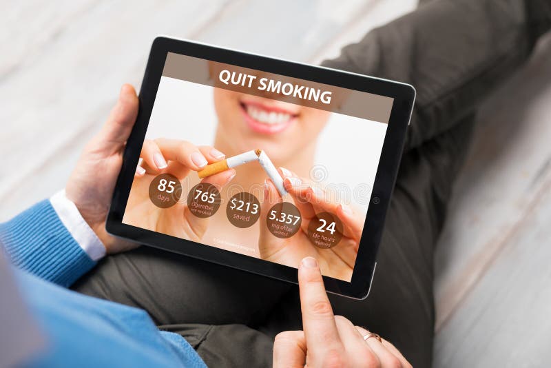 Man Using App To Quit Smoking Stock Image - Image of toxic, person ...