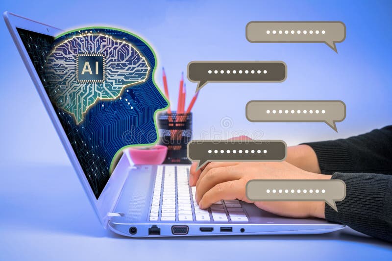 A Man Using Artificial Intelligence Chatbot To Talk To AI Stock ...