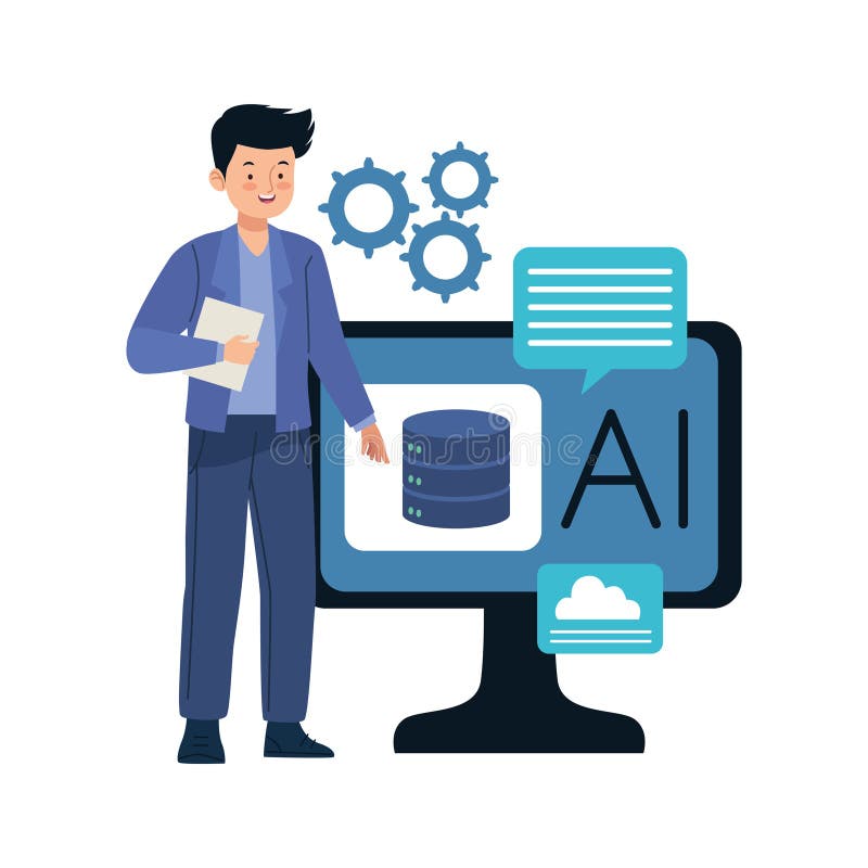 Man Using Artificial Intelligence Technologies Stock Vector ... Man Using Artificial Intelligence Technologies Stock Vector ...
