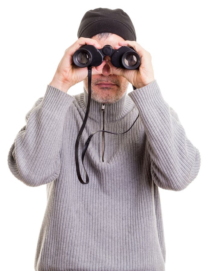 Man using binoculars stock image. Image of shore, viewer - 27949789