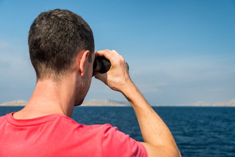Man Using Binoculars Watching View Islands Stock Photos - Free ...