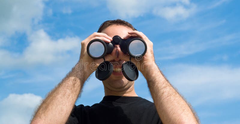 Back View Man Looking Binoculars Stock Photos - Free & Royalty-Free ...