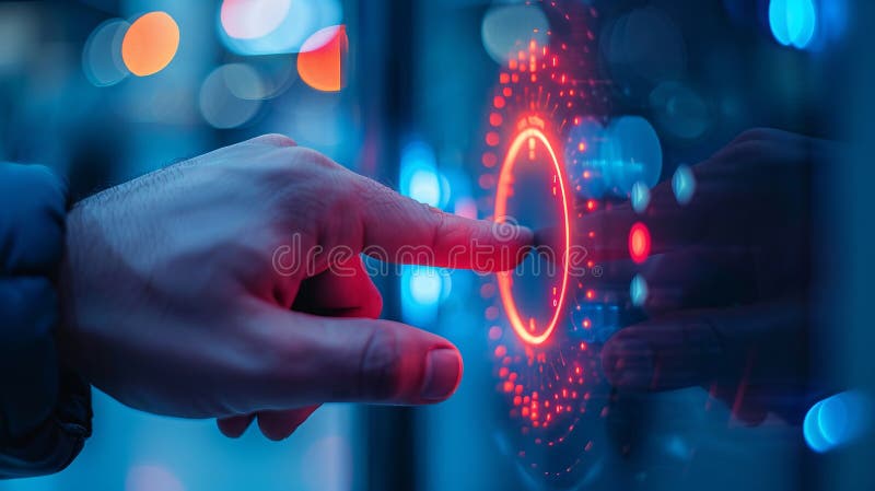 Man Using Biometric Scanner on a Secure Entry Device Stock Illustration ...