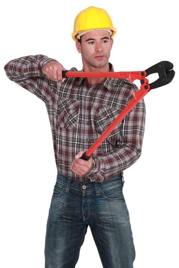Man using bolt-cutters stock image. Image of steel, secure - 33940553
