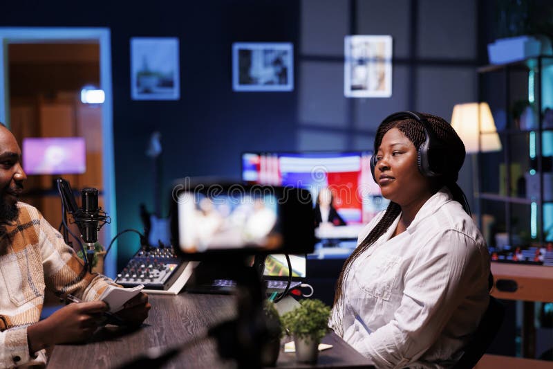 Man Using Camera To Record Vlog Session Stock Photo - Image of ...