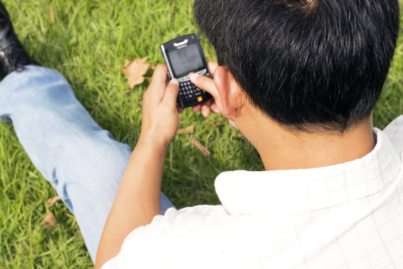 The man using cell phone stock image. Image of digital - 6617227