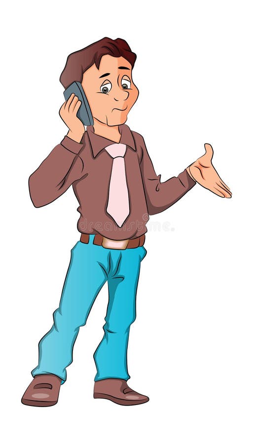 Man Using a Cellphone, Illustration Stock Vector - Illustration of talk ...