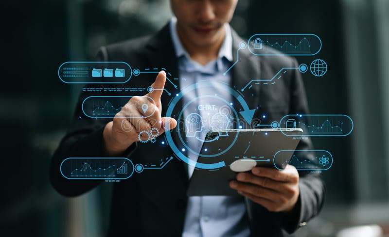 Man Using Chat Bot in Smartphone Intelligence Ai. Chat with AI ... Man Using Chat Bot in Smartphone Intelligence Ai. Chat with AI ...