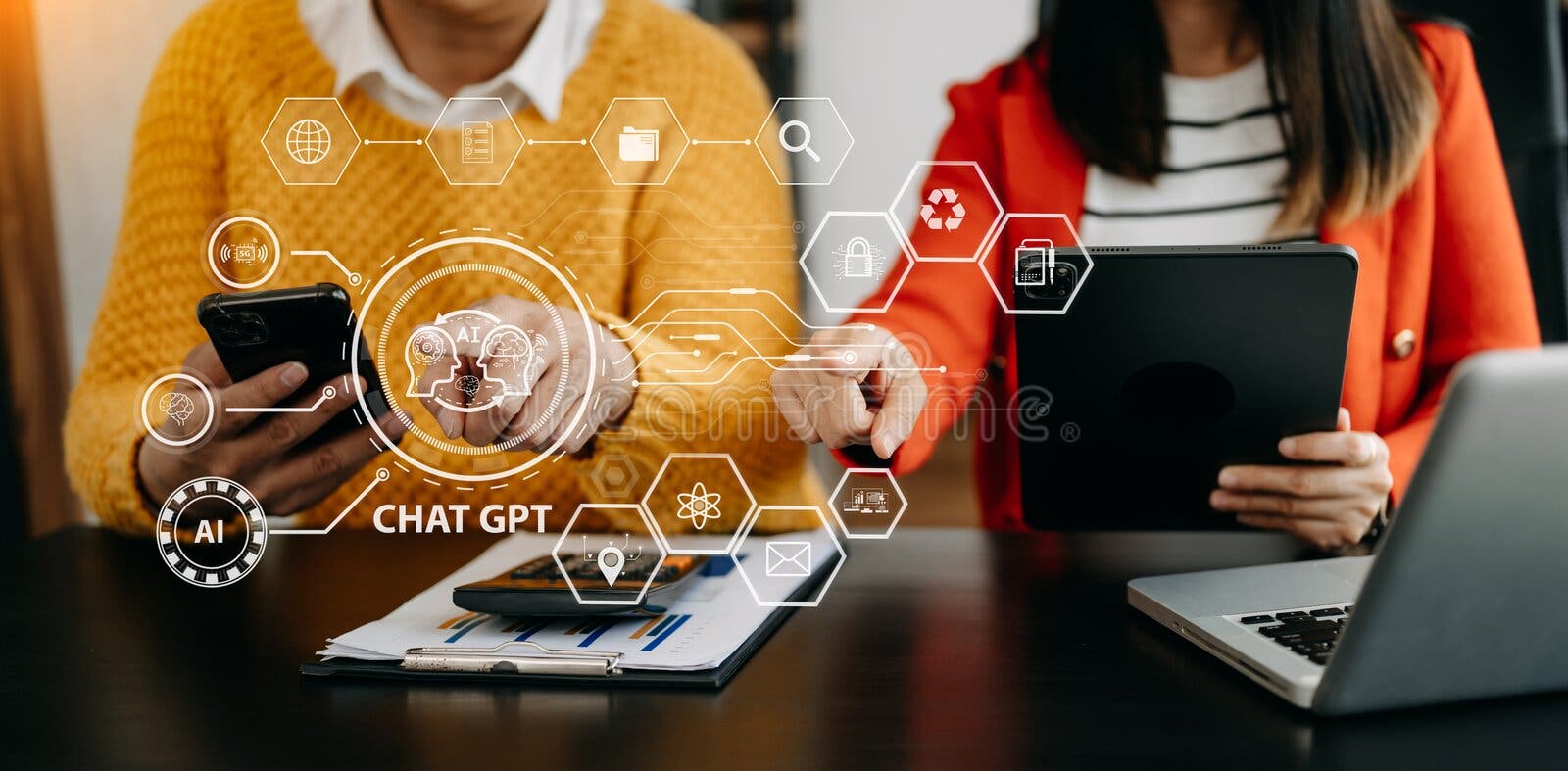 Man Using Chatbot in Computer and Tablet Smart Intelligence Ai.Chat GPT Chat with AI Artificial ...