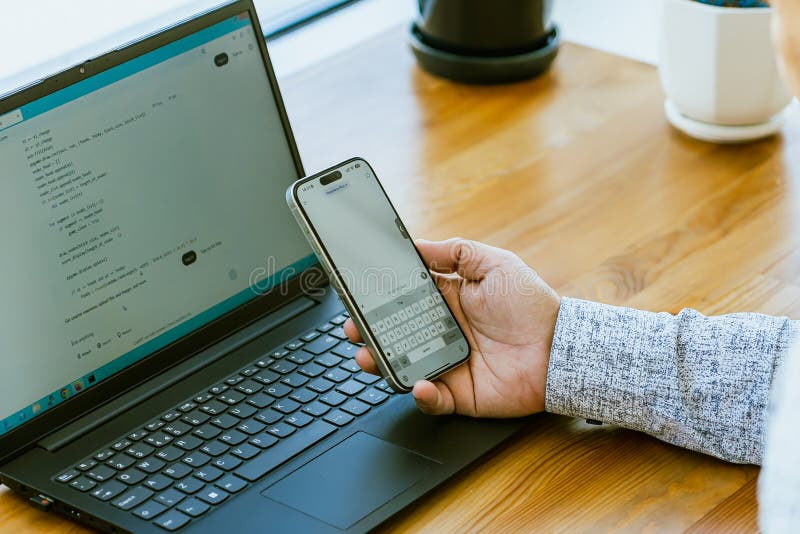 Man Using Chatgpt In The Mobile Phone This App Is A Chatbot Based On