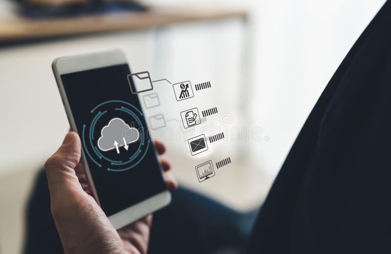 Man Using Cloud Technology System with Business Information Networking ...