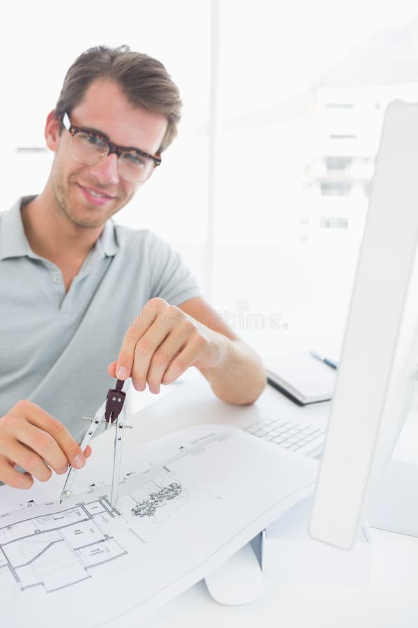 Man Using Compass on Design Stock Photo - Image of geometry, tool: 37373286