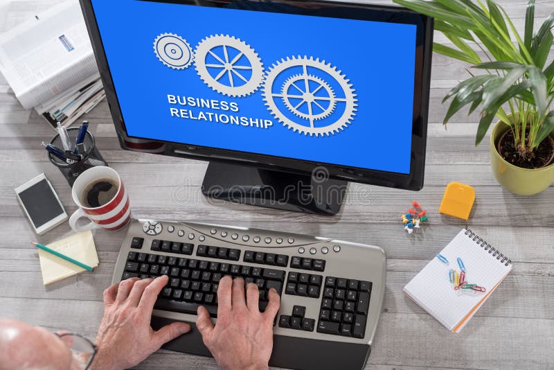 Business Relationship Concept on a Computer Stock Image - Image of ...