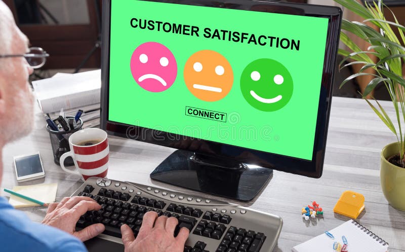 Customer Satisfaction Concept on a Computer Stock Photo - Image of hand ...