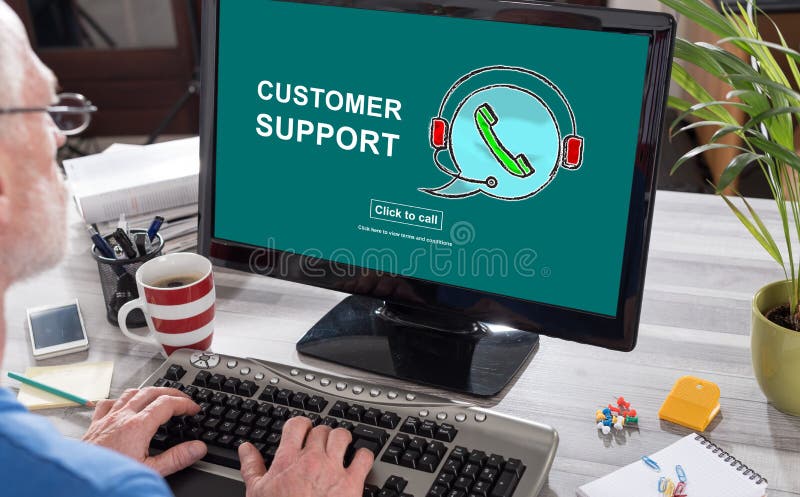 Customer Support Concept on a Computer Stock Image - Image of customer ...