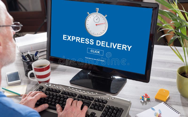 Express Delivery Concept on a Computer Stock Image - Image of computer ...