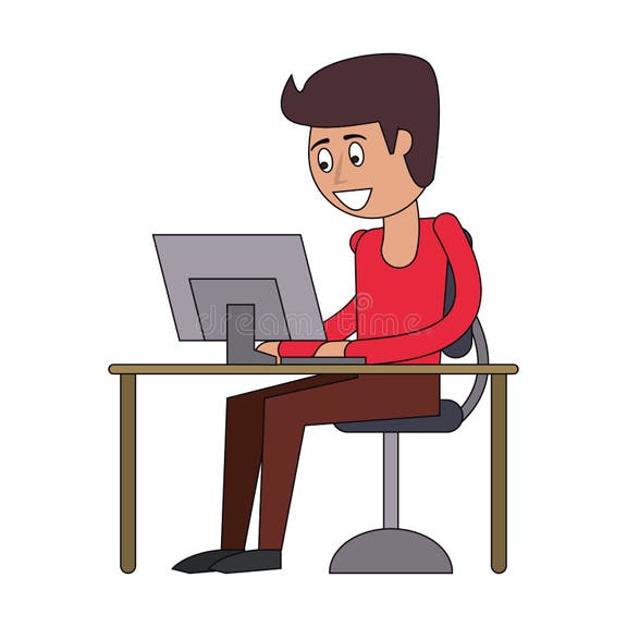 Man using computer stock vector. Illustration of display - 146283865