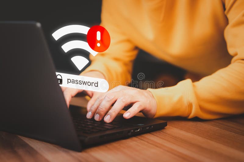 Man Using A Computer Laptop To Connect To Wifi But Wifi Not Connected