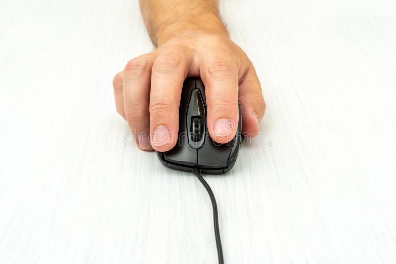 Man Using a Computer Mouse,front View Stock Photo - Image of copy, hand ...