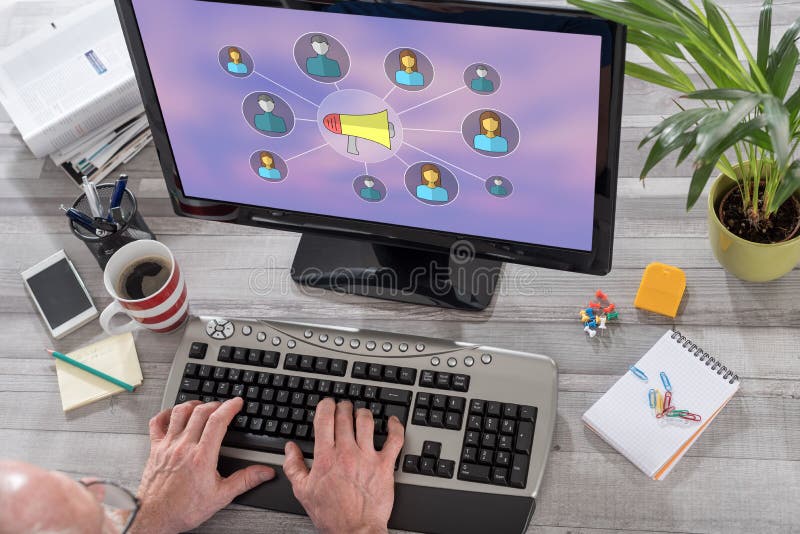 Network Communication Concept on a Computer Stock Image - Image of ...