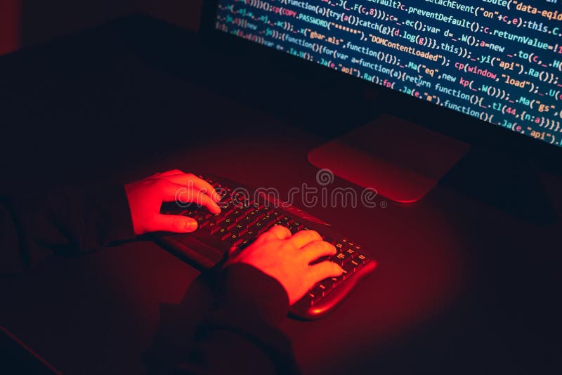 Cyber Security Threat Young Woman Using Computer And Coding Internet And Network Security