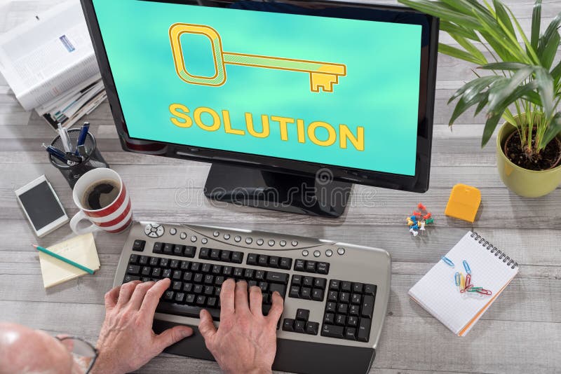 Solution Concept on a Computer Stock Photo - Image of solve, monitor ...