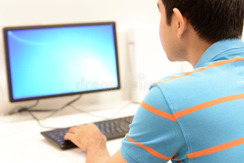 A man using computer stock image. Image of learning, work - 49196887