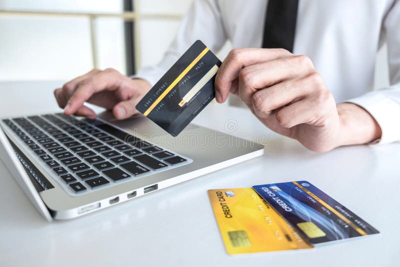 Man Using Credit Card Register Security Code Payments Online Shopping ... Man Using Credit Card Register Security Code Payments Online Shopping ...