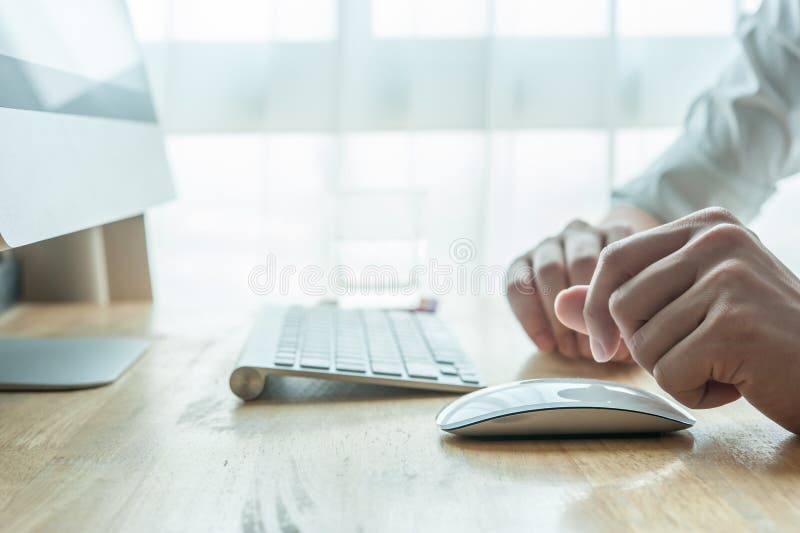 Man Using Desktop Pc Computer Stock Image - Image of boss, inside: 50029861