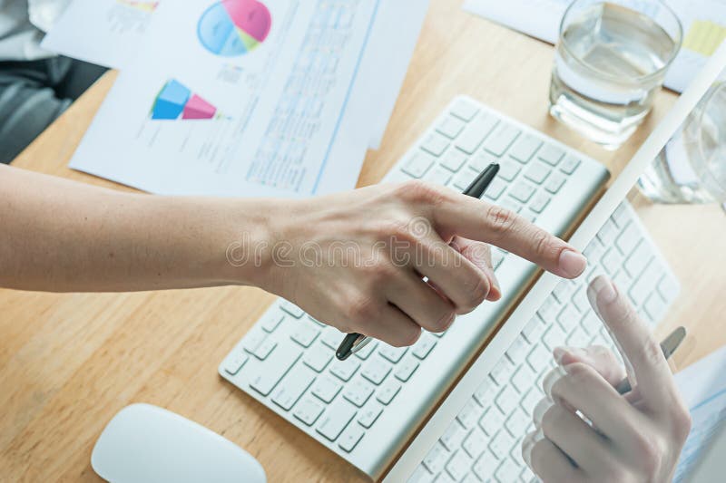 Man Using Desktop Pc Computer, Mobile Office Stock Image - Image of ...