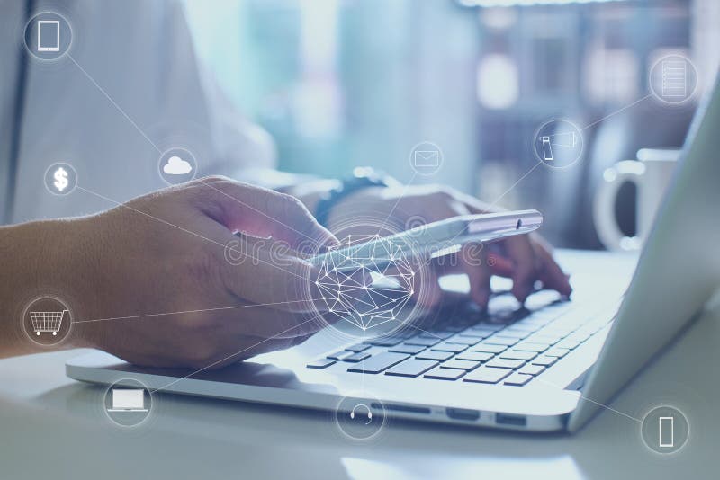 Man Using Digital Device Make Payments Online Shopping Stock Image ...