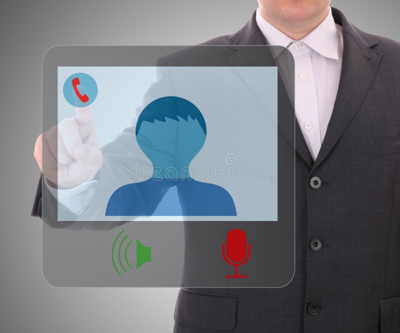 Man Using Digital Interface To Connecting Video Chat. Stock Photo ...