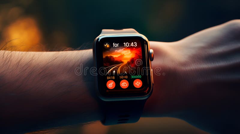Hand with Digital Smartwatch Stock Photo - Image of interface, clock ...