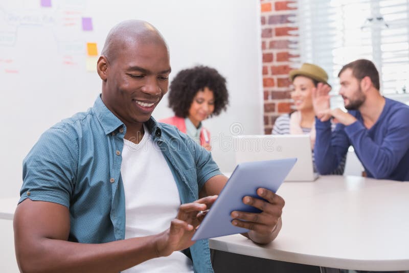 Man Using Digital Tablet in Business Meeting Stock Image - Image of ...