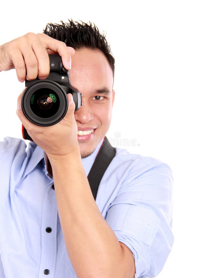 Man using dslr camera stock photo. Image of documentation - 28151206